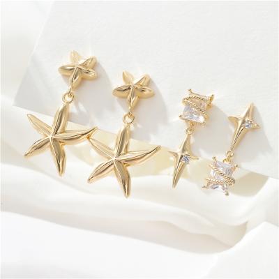 China Fashion 14K Gold Plated Ocean Style Special Starfish Design Jewelry Earrings for Women Party Gift Studs Earring for sale