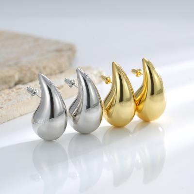 China 2023 Fashion Minimalist Hollow Out Water Drop Big Stud Earrings for Women 14k Gold Plated Brass Jewelry for sale