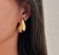 China 2023 Fashion Minimalist Hollow Out Water Drop Big Stud Earrings for Women 14k Gold Plated Brass Jewelry for sale