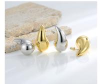 China 2023 Fashion Minimalist Hollow Out Water Drop Big Stud Earrings for Women 14k Gold Plated Brass Jewelry for sale