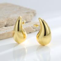 China 2023 Fashion Minimalist Hollow Out Water Drop Big Stud Earrings for Women 14k Gold Plated Brass Jewelry for sale