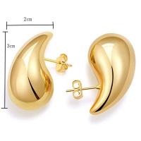 China 2023 Fashion Minimalist Hollow Out Water Drop Big Stud Earrings for Women 14k Gold Plated Brass Jewelry for sale