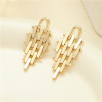 China Trendy Stud Earring 14K Gold Plated Geometric Trapezoidal Cuban Link Chain Design Big 925 Silver Earrings for Women Girls for sale