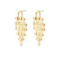 China Trendy Stud Earring 14K Gold Plated Geometric Trapezoidal Cuban Link Chain Design Big 925 Silver Earrings for Women Girls for sale