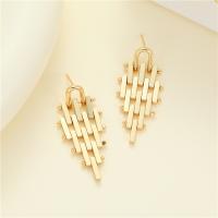 China Trendy Stud Earring 14K Gold Plated Geometric Trapezoidal Cuban Link Chain Design Big 925 Silver Earrings for Women Girls for sale