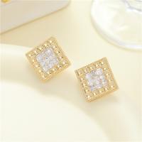 China Jiexing Trendy Waffle Earrings 5A Zircon High Quality Women Earrings Square S925 Silver Needle Stud Earrings for sale