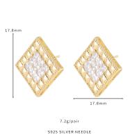 China Jiexing Trendy Waffle Earrings 5A Zircon High Quality Women Earrings Square S925 Silver Needle Stud Earrings for sale