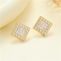 China Jiexing Trendy Waffle Earrings 5A Zircon High Quality Women Earrings Square S925 Silver Needle Stud Earrings for sale