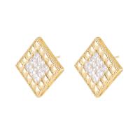 China Jiexing Trendy Waffle Earrings 5A Zircon High Quality Women Earrings Square S925 Silver Needle Stud Earrings for sale