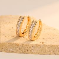 China Wholesale Brass 14K Gold Plated Colorful Zircon Hoop Earring Hot Selling Round Shape Green White CZ Hoop Loop Earrings for Women for sale
