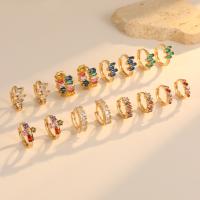 China Hot Selling Fashion Personality Jewelry Earrings Colorful Sparkling Zircon Brass  14K Gold Plated Round Versatile Style for sale