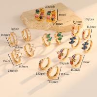 China Hot Selling Fashion Personality Jewelry Earrings Colorful Sparkling Zircon Brass  14K Gold Plated Round Versatile Style for sale