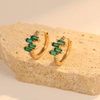 China Hot Selling Fashion Personality Jewelry Earrings Colorful Sparkling Zircon Brass  14K Gold Plated Round Versatile Style for sale