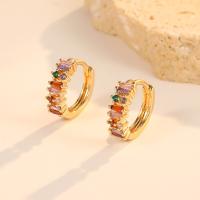China Hot Selling Fashion Personality Jewelry Earrings Colorful Sparkling Zircon Brass  14K Gold Plated Round Versatile Style for sale