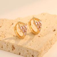 China Hot Selling Fashion Women's Earrings Gold Plated Triangular Ear Clips Geometric Colorful Zircon Earrings DIY Earring Accessories for sale