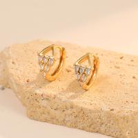 China Hot Selling Fashion Women's Earrings Gold Plated Triangular Ear Clips Geometric Colorful Zircon Earrings DIY Earring Accessories for sale