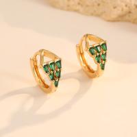China Hot Selling Fashion Women's Earrings Gold Plated Triangular Ear Clips Geometric Colorful Zircon Earrings DIY Earring Accessories for sale