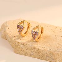 China Hot Selling Fashion Women's Earrings Gold Plated Triangular Ear Clips Geometric Colorful Zircon Earrings DIY Earring Accessories for sale