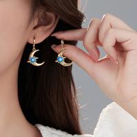 China 14K Gold Enamel Evil Eye Vintage Pearl Sun Moon Micropaved Zircon Statement Huggie Hoop Earrings Jewelry for sale