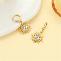 China 14K Gold Enamel Evil Eye Vintage Pearl Sun Moon Micropaved Zircon Statement Huggie Hoop Earrings Jewelry for sale