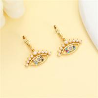 China 14K Gold Enamel Evil Eye Vintage Pearl Sun Moon Micropaved Zircon Statement Huggie Hoop Earrings Jewelry for sale
