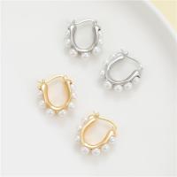 China Fashion Jewelry Lovely Trendy Hoop Loop Earring White Pearl Round Shape Design Earrings for Women for sale