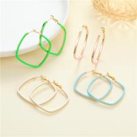 China Wholesale Lovely Trendy Jewelry Hoop Earring Hot Selling Square Shape Colorful Enamel Design Hoop Loop Earrings for Women for sale