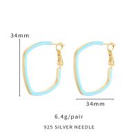 China Wholesale Lovely Trendy Jewelry Hoop Earring Hot Selling Square Shape Colorful Enamel Design Hoop Loop Earrings for Women for sale
