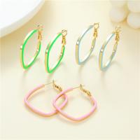 China Wholesale Lovely Trendy Jewelry Hoop Earring Hot Selling Square Shape Colorful Enamel Design Hoop Loop Earrings for Women for sale