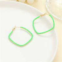 China Wholesale Lovely Trendy Jewelry Hoop Earring Hot Selling Square Shape Colorful Enamel Design Hoop Loop Earrings for Women for sale