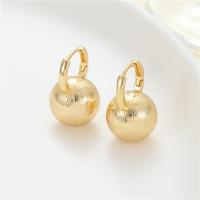 China Round Ball Earring 14K Gold Plate Brass Fashion Design Simple Texture Loop Hoop Earrings Jewelry Design for Women for sale