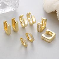 China European and American 14K Gold Geometric Three Dimensional square Ear Buckle Earrings Women's Atmospheric Earrings Niche Design for sale