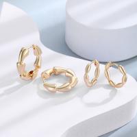 China Fashion Minimalist Lotus Root Shaped Circle Earrings Brass 14K Gold Plated Women's Daily Jewelry Hoop Earring for sale