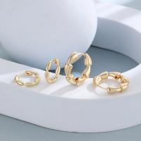 China Fashion Minimalist Lotus Root Shaped Circle Earrings Brass 14K Gold Plated Women's Daily Jewelry Hoop Earring for sale