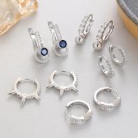 China Wholesale 14k Gold Plated Willow Nail Ear Buckle Zircon Earrings Simple Light Luxury Niche Design Bow Jewelry Hoop Earring for sale