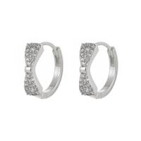 China Wholesale 14k Gold Plated Willow Nail Ear Buckle Zircon Earrings Simple Light Luxury Niche Design Bow Jewelry Hoop Earring for sale