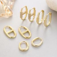 China High Quality14K Gold Jewelry Huggie Earring Personalized Fashion Geometric Smooth Teardrop Shape Oval Zircon Hoop Earrings for sale