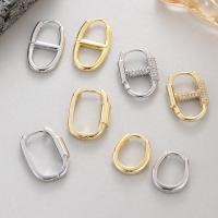 China High Quality14K Gold Jewelry Huggie Earring Personalized Fashion Geometric Smooth Teardrop Shape Oval Zircon Hoop Earrings for sale
