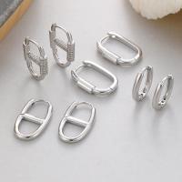 China High Quality14K Gold Jewelry Huggie Earring Personalized Fashion Geometric Smooth Teardrop Shape Oval Zircon Hoop Earrings for sale