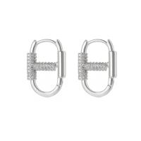 China High Quality14K Gold Jewelry Huggie Earring Personalized Fashion Geometric Smooth Teardrop Shape Oval Zircon Hoop Earrings for sale