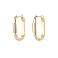 China High Quality14K Gold Jewelry Huggie Earring Personalized Fashion Geometric Smooth Teardrop Shape Oval Zircon Hoop Earrings for sale