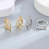 China Wholesale Brass 14K Gold Sliver Post Zircon Ear Hoop Earring Hot Selling Round Shape White CZ Hoop Earrings for Women Jewelry for sale