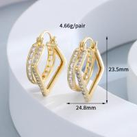 China Wholesale Brass 14K Gold Sliver Post Zircon Ear Hoop Earring Hot Selling Round Shape White CZ Hoop Earrings for Women Jewelry for sale