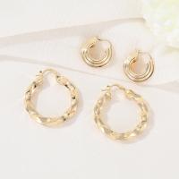 China Fashion High Quality Brass 14K Gold Plated Large Twisted Hoop Earrings for sale