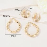 China Fashion High Quality Brass 14K Gold Plated Large Twisted Hoop Earrings for sale