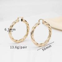 China Fashion High Quality Brass 14K Gold Plated Large Twisted Hoop Earrings for sale