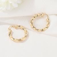 China Fashion High Quality Brass 14K Gold Plated Large Twisted Hoop Earrings for sale