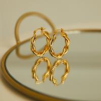 China Unique Design 14K Gold Plated Big Twisted Round Shape Hoop Earrings for sale