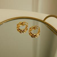 China Unique Design 14K Gold Plated Big Twisted Round Shape Hoop Earrings for sale