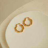 China Unique Design 14K Gold Plated Big Twisted Round Shape Hoop Earrings for sale